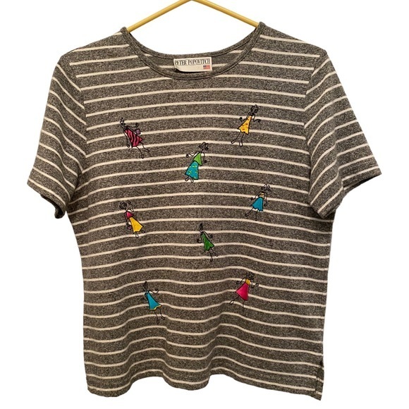 Peter Popovich | Sweaters | Vintage Peter Popovich Gray Striped ...